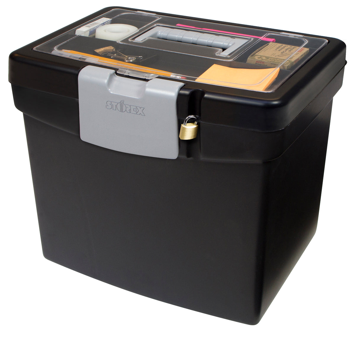 Portable File Box with XL Lid, Black – Storex