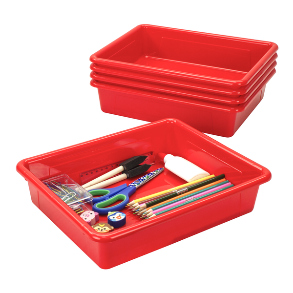 Flat Storage Tray, Red - Storex